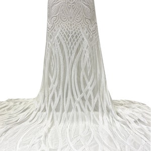 White Stretch Sequin Fabric/stretch Sequins Fabric/ White Sequin Lace ...