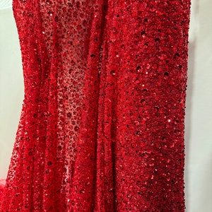 Red Lace Fabric/beads & Red Sequin on Red Sheer Mesh, Perfect Wedding ...