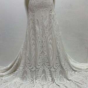 WHITE Stretch Sequin Fabric/ White 4 Way Stretch Mesh White Sequin ...