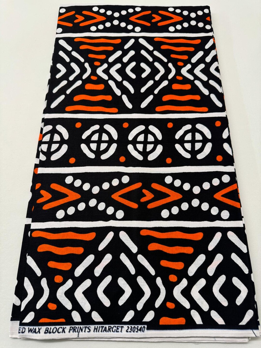 Orange, White and Black-ankara African Wrapper Wax Print sell by 6 ...