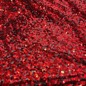 Red Color Stretch Sequin Fabric/black 4 Way Stretch Mesh 5mm Red Sequin ...