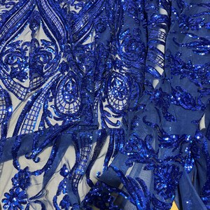 Royal Blue Stretch Sequin Fabric/ Stretch Sequins/ Royal Blue - Etsy