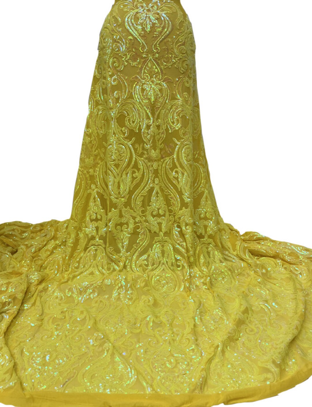 Yellow Color Stretch Sequin/ 4 Way Stretch Yellow Mesh 3mm Yellow ...