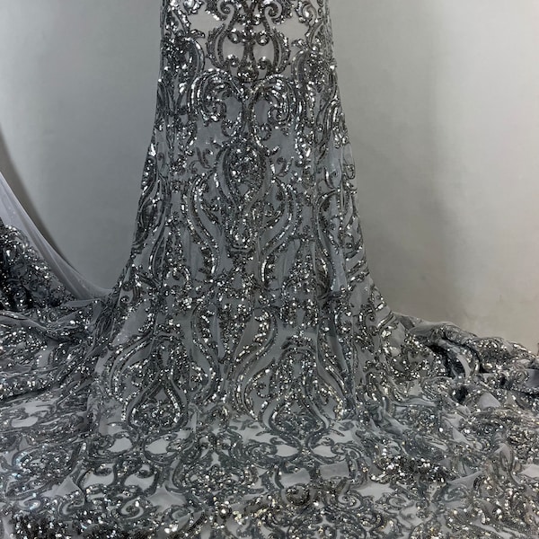 Silver Lace Fabric - Etsy
