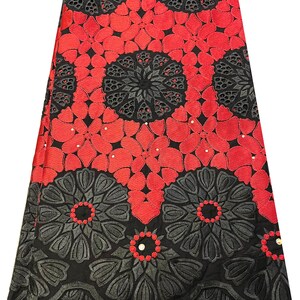 RED & Black Swiss Voile Lace/ 100% Swiss Cotton Embroidery Lace/african ...