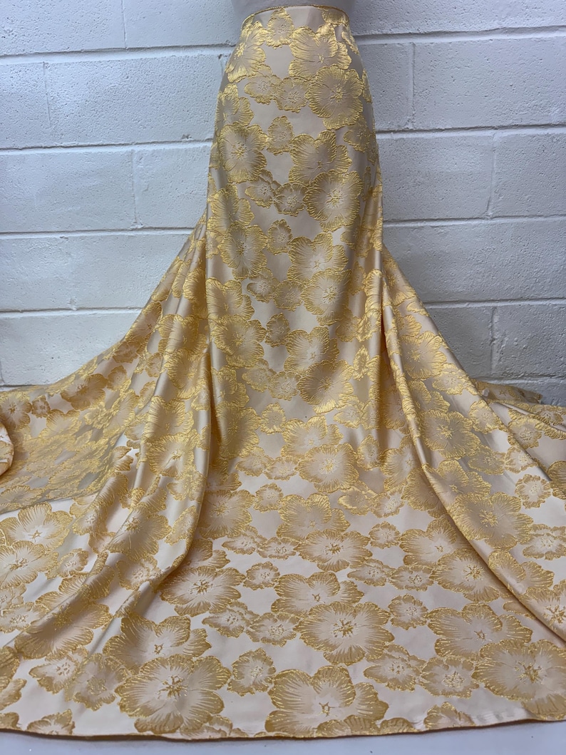 Gold Floral Brocade Jacquard Fabric – Luxurious Metallic for ...