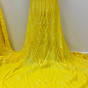 Yellow Color Stretch Sequin/ 4 Way Stretch Yellow Mesh 3mm Yellow ...