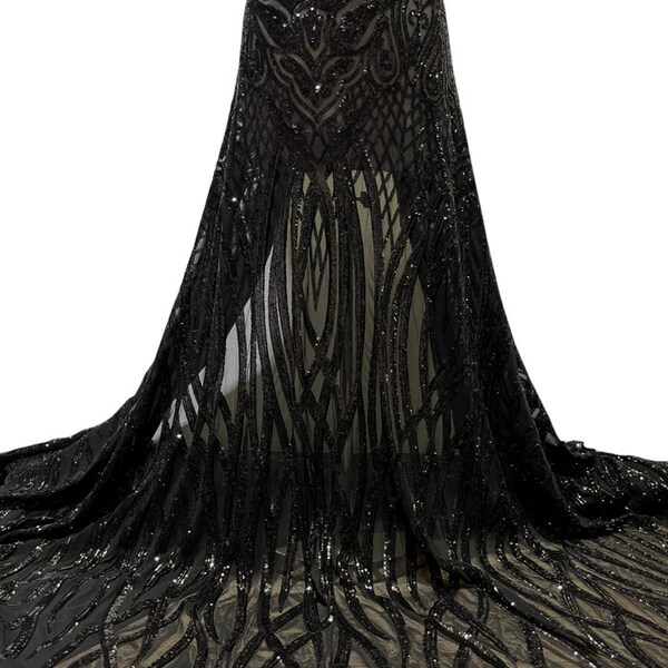 Black Sequin Lace - Etsy