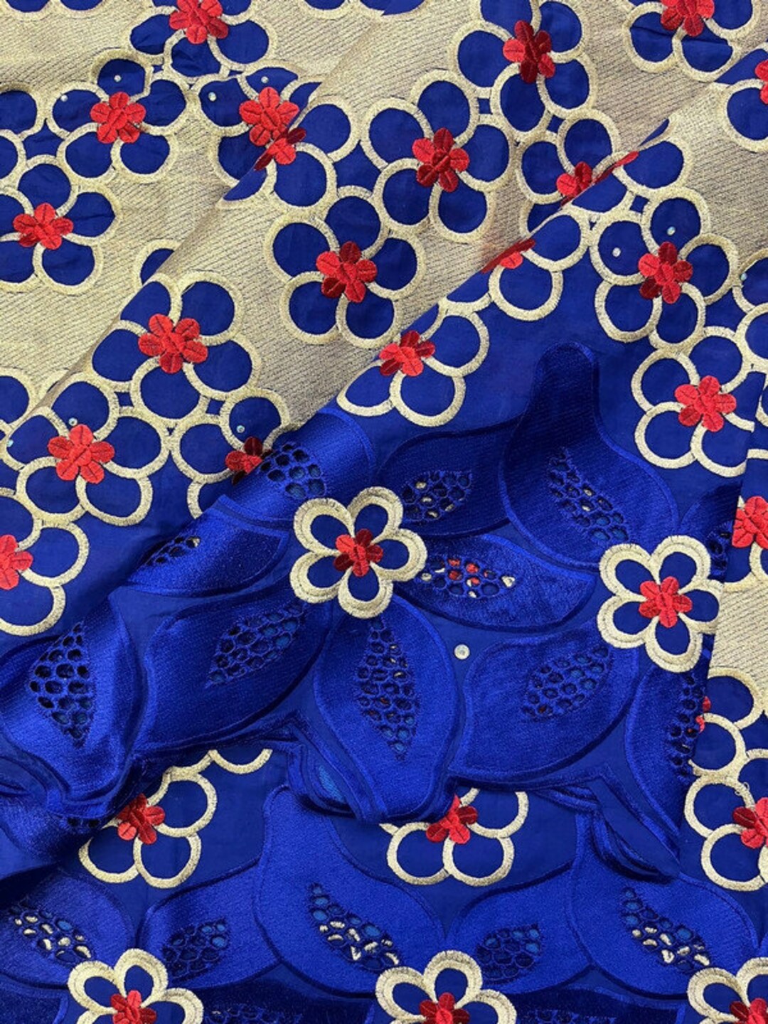 Swiss Lace/royal Blue Red & Gold Lace Fabric/african Wedding Lace ...