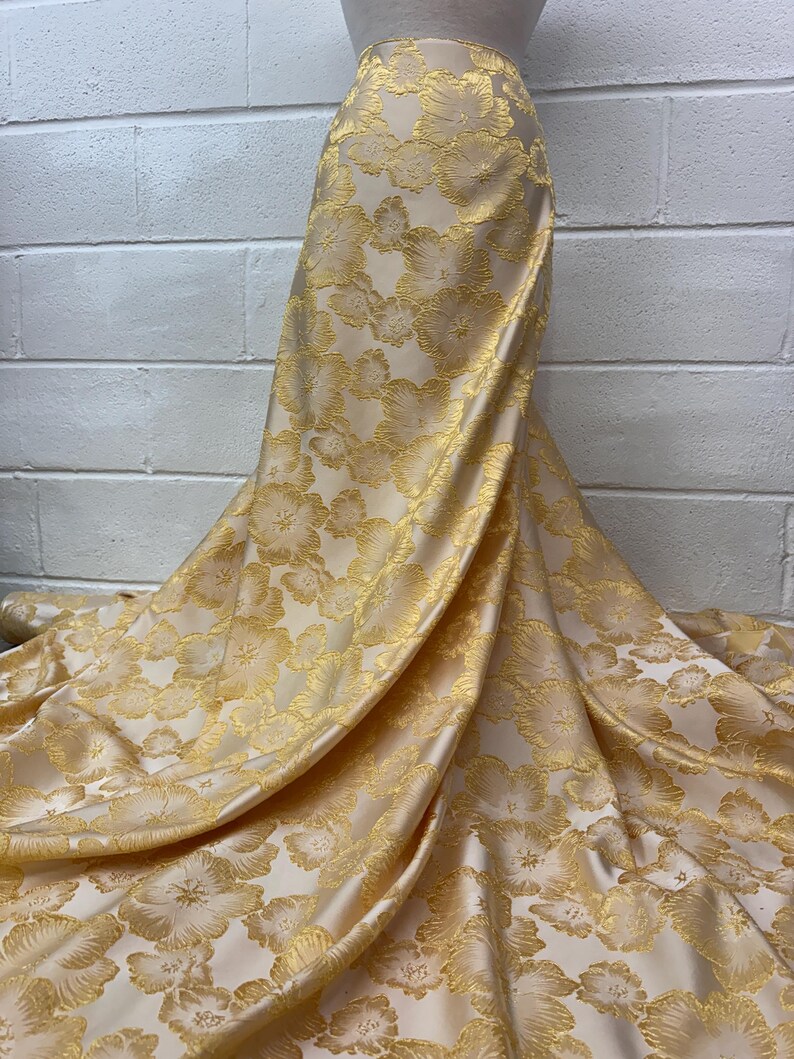 Gold Floral Brocade Jacquard Fabric – Luxurious Metallic for ...