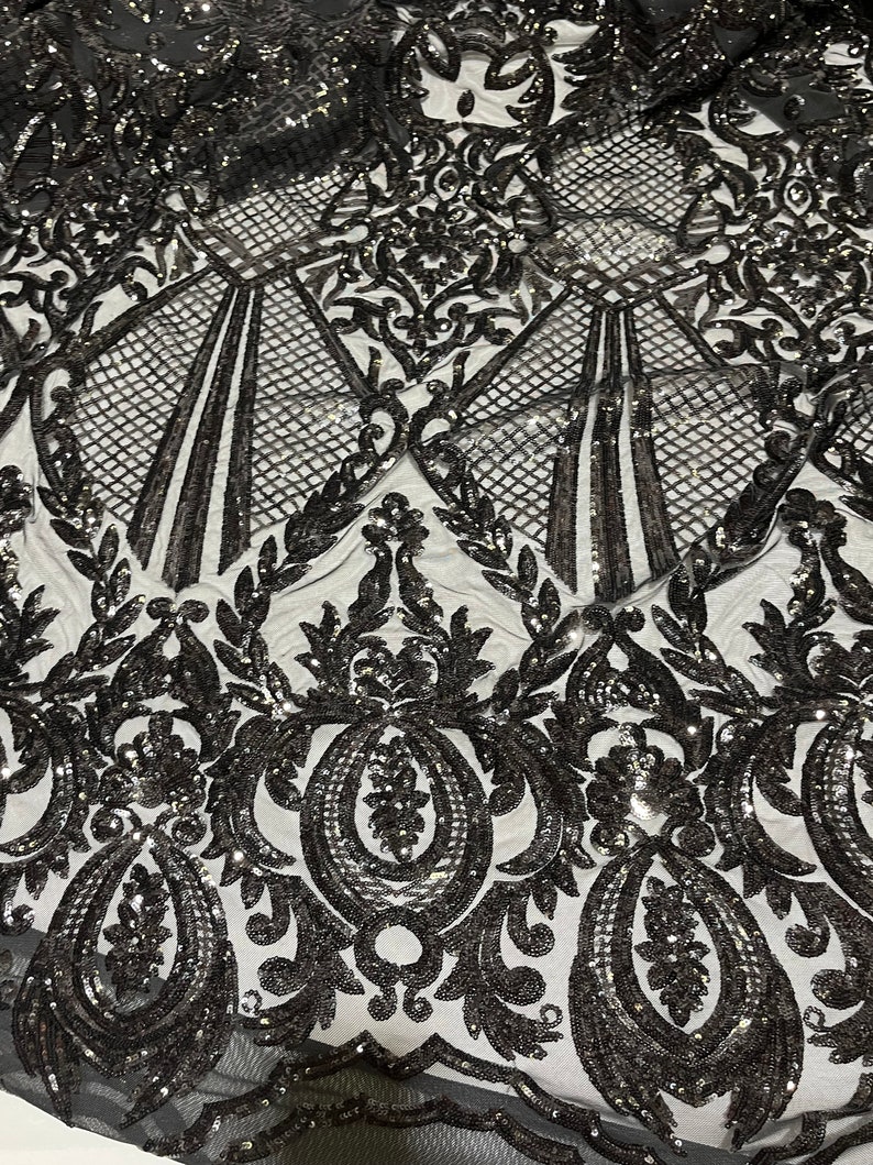 Exclusive Black Sequin Fabric/ Stretch Black Sequins Fabric/ - Etsy