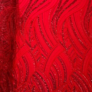 Red Lace Fabric Beads & Sequin Mesh Lace Fabric-sold by the Yard - Etsy