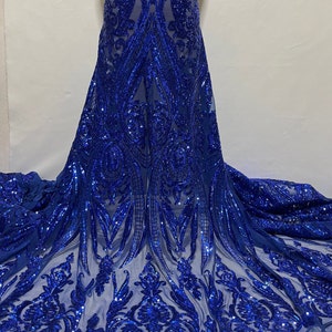 Royal Blue Stretch Sequin Fabric/ Stretch Sequins/ Royal Blue Sequin ...