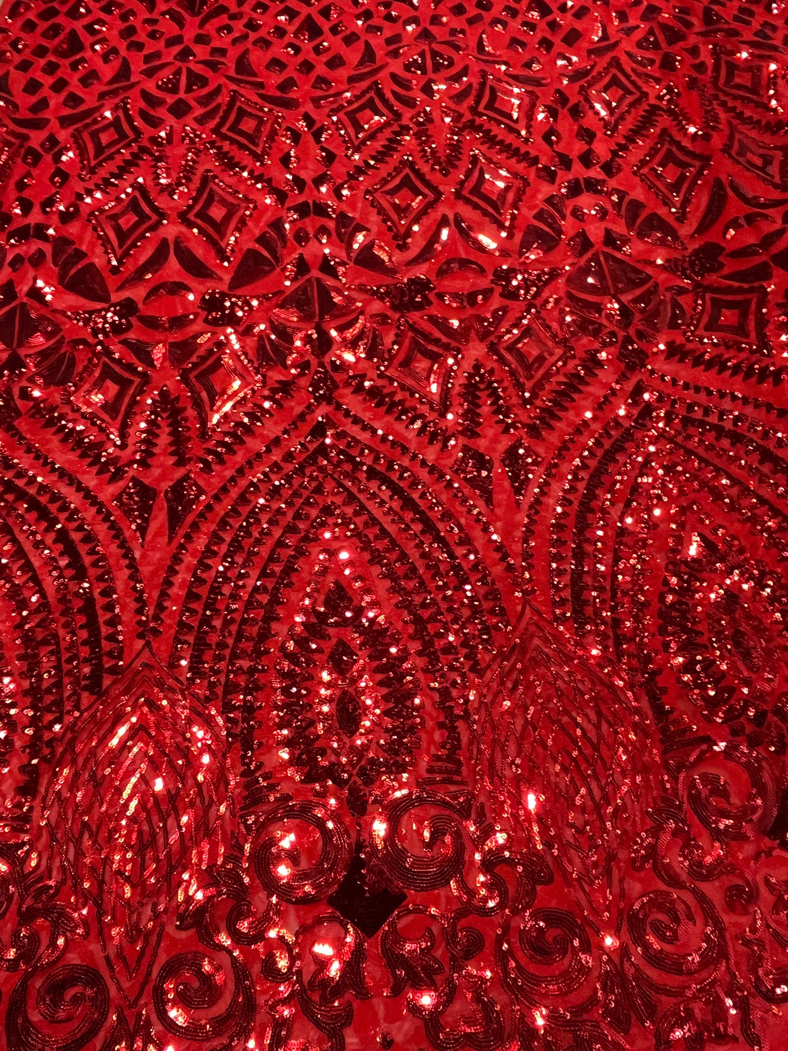 RED Exotic Stretch Sequin Lace Fabric/ Stretch Sequins Fabric/ Red ...