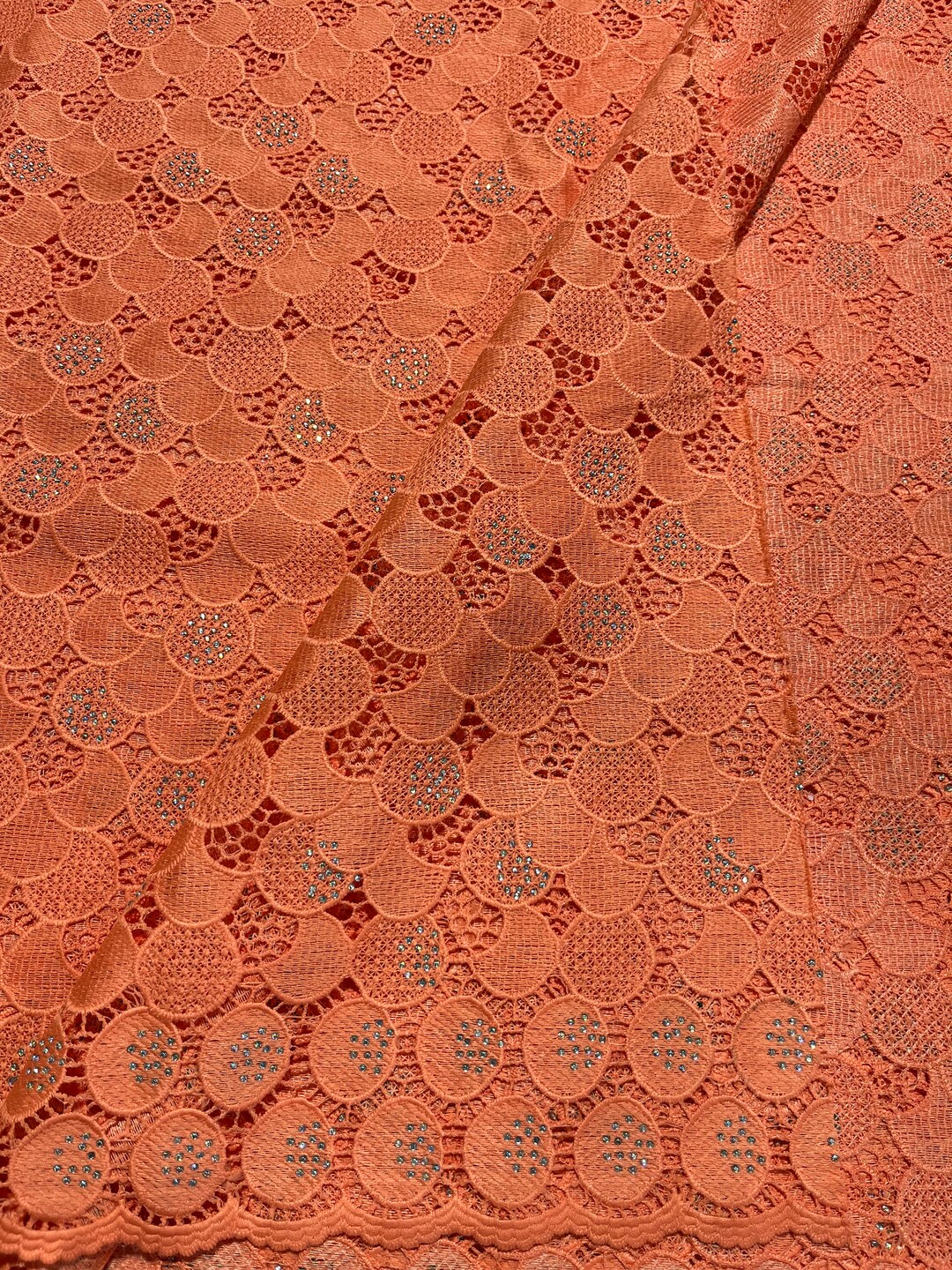 Coral Color Lace /cotton Lace/corded Lace With Stone/guipure Fashion ...