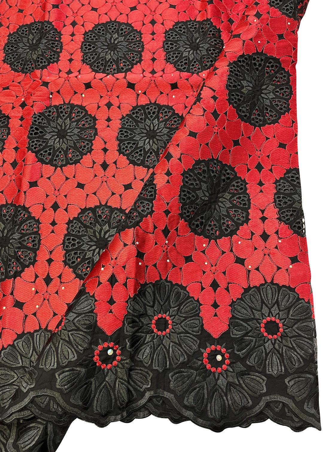 RED & Black Swiss Voile Lace/ 100% Swiss Cotton Embroidery Lace/african ...