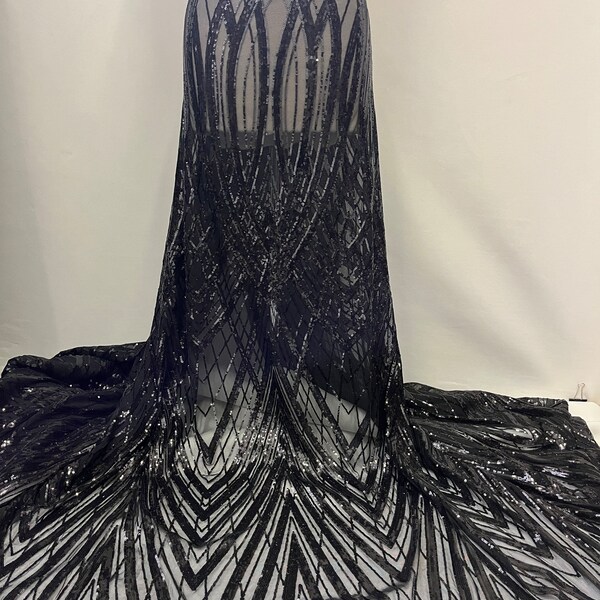 Black Sequin Fabric - Etsy