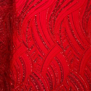 Red Lace Fabric Beads & Sequin Mesh Lace Fabric-sold by the Yard - Etsy