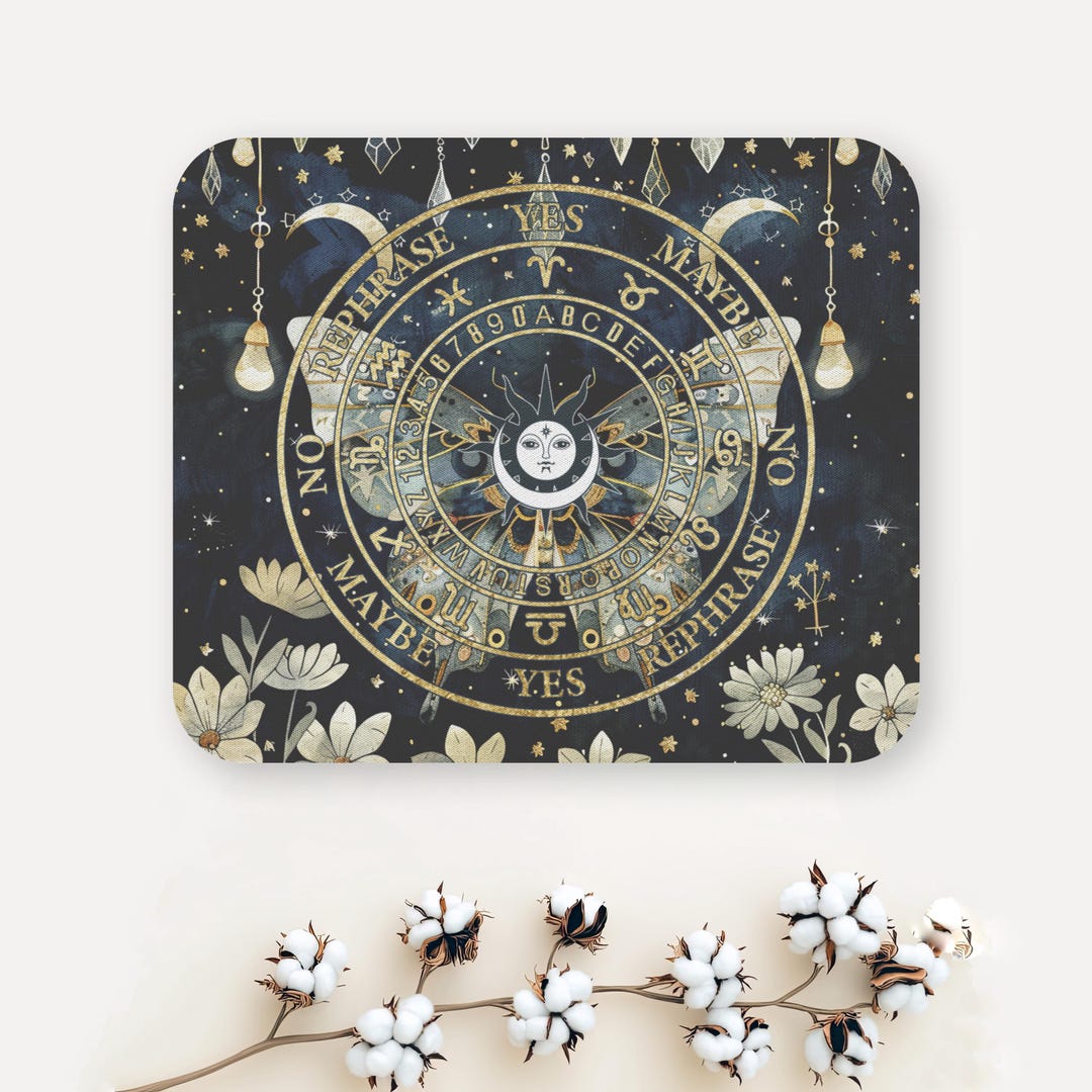 Luna Moth Celestial Pendulum Board, Divination Tools, Dual Purpose Mouse Pad, Witchy Desk ...