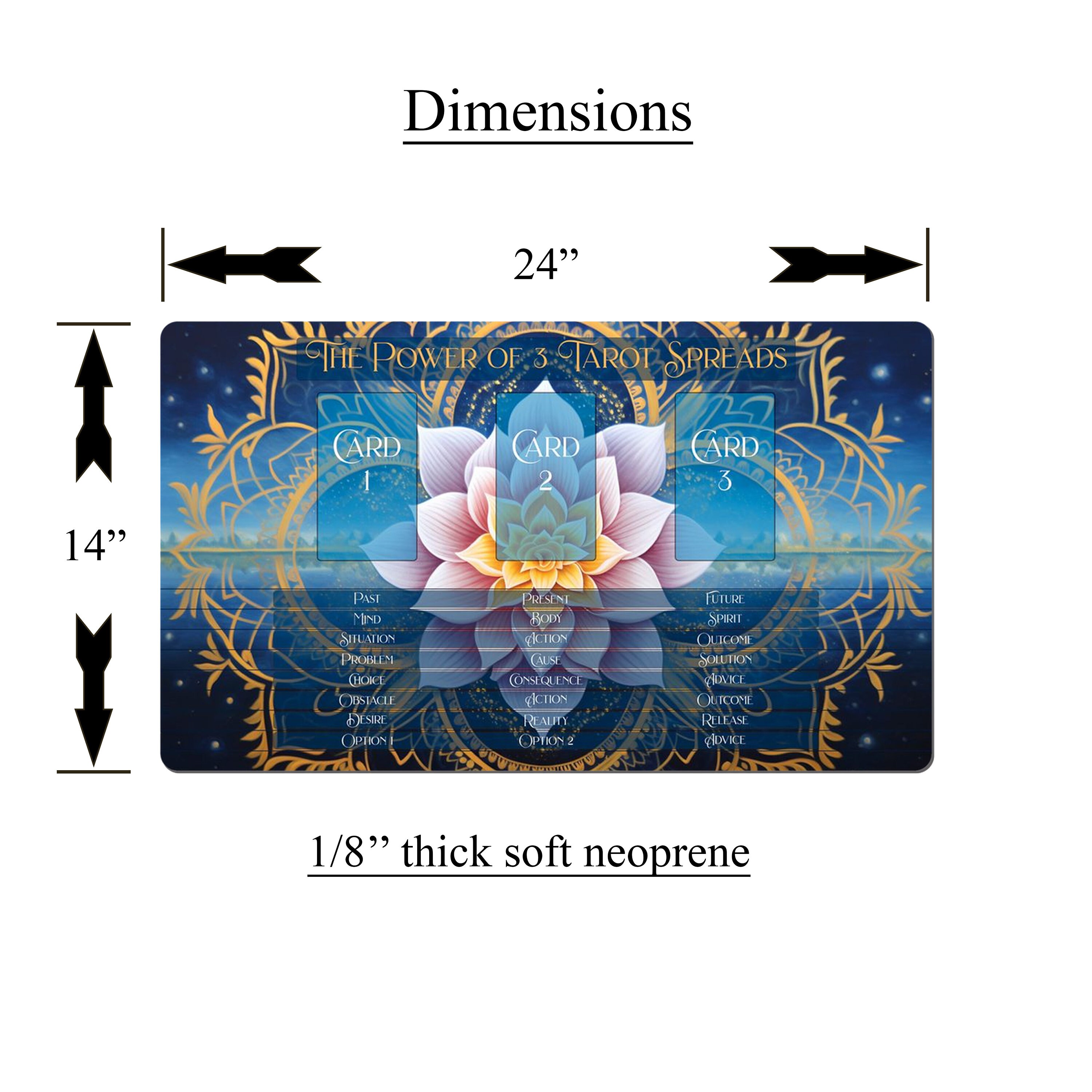 Neoprene Tarot Mat, Three Card Spread, Tarot Cloth, Tarot Spread, Tarot ...
