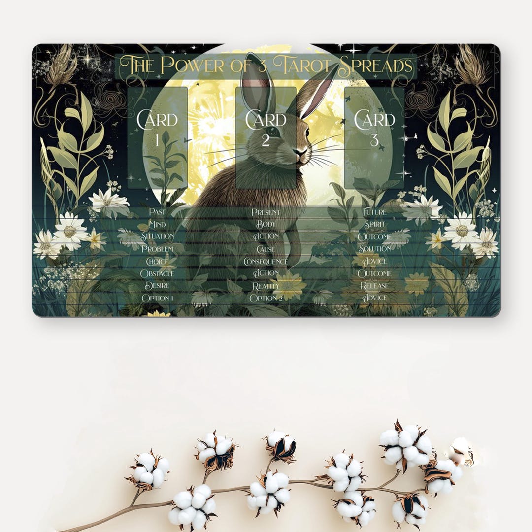 Rabbit Tarot Mat, Divination Tool, Tarot Cloth, Rabbit Desk Mat, Oracle ...