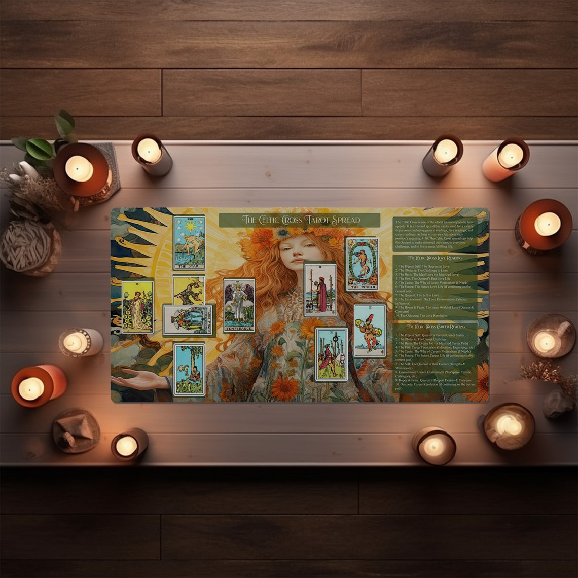Celtic Cross Tarot Spread Mat With Meanings and Interpretations ...