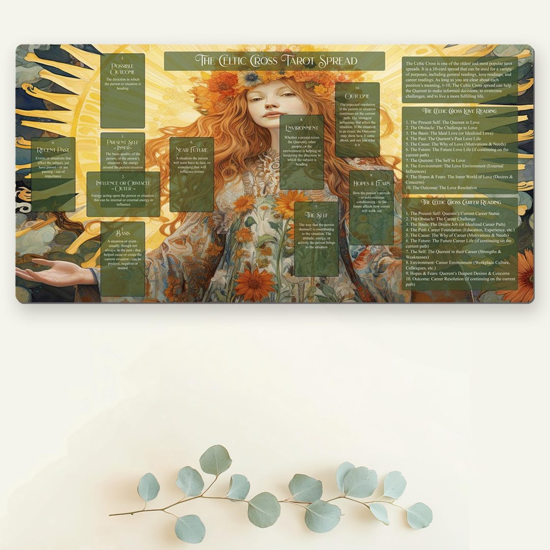 Celtic Cross Tarot Spread Mat With Meanings and Interpretations ...