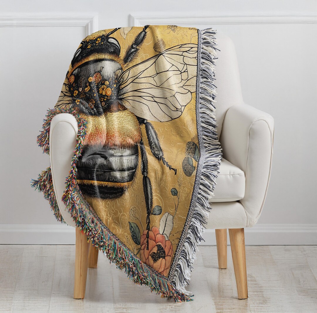 Bumblebee Woven Blankets, Honey Bee Tapestry, Dark Cottagecore, Bee ...