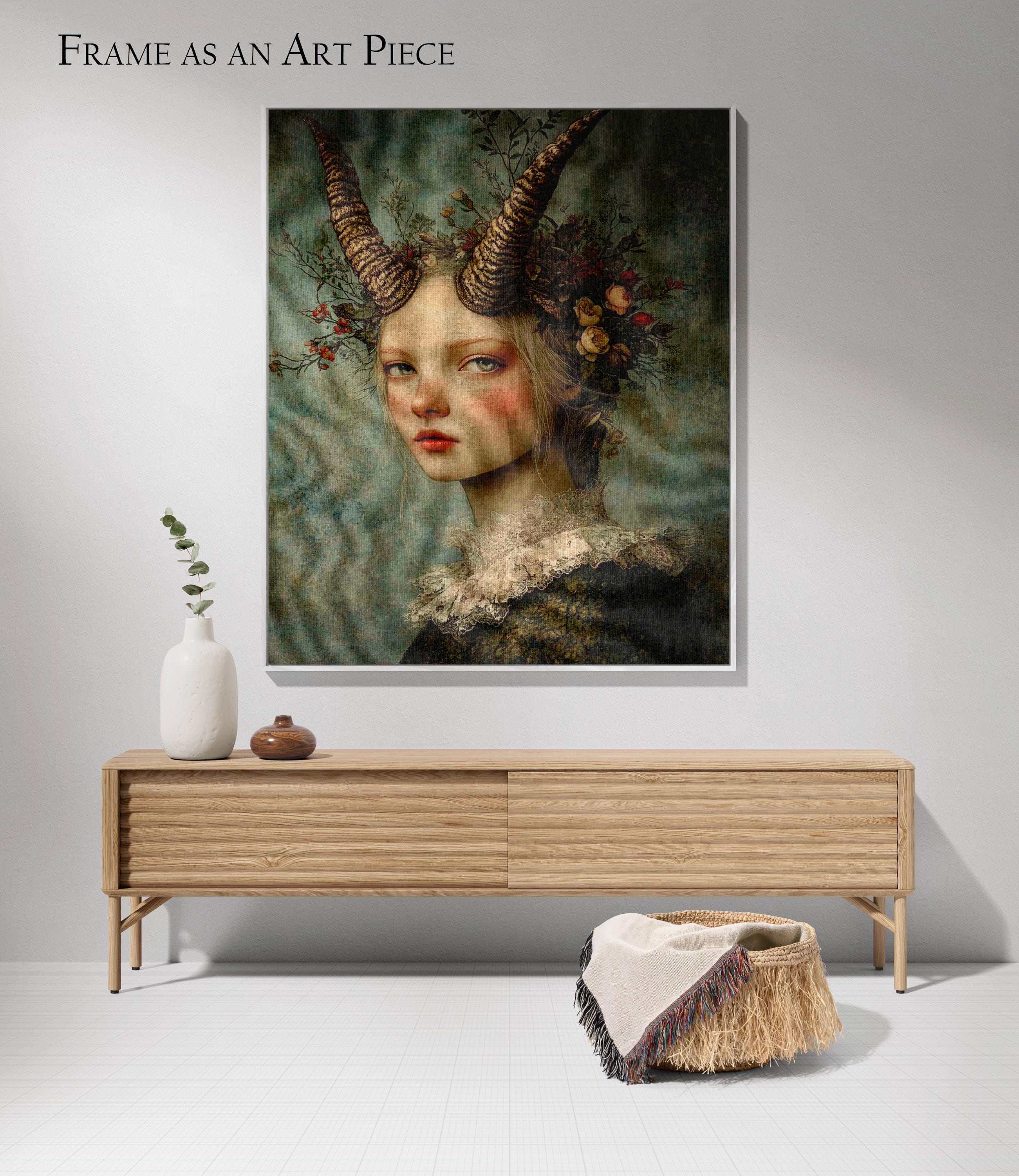 Woodland Sprite Woven Blanket: Mystical Woman With Antlers, Floral ...