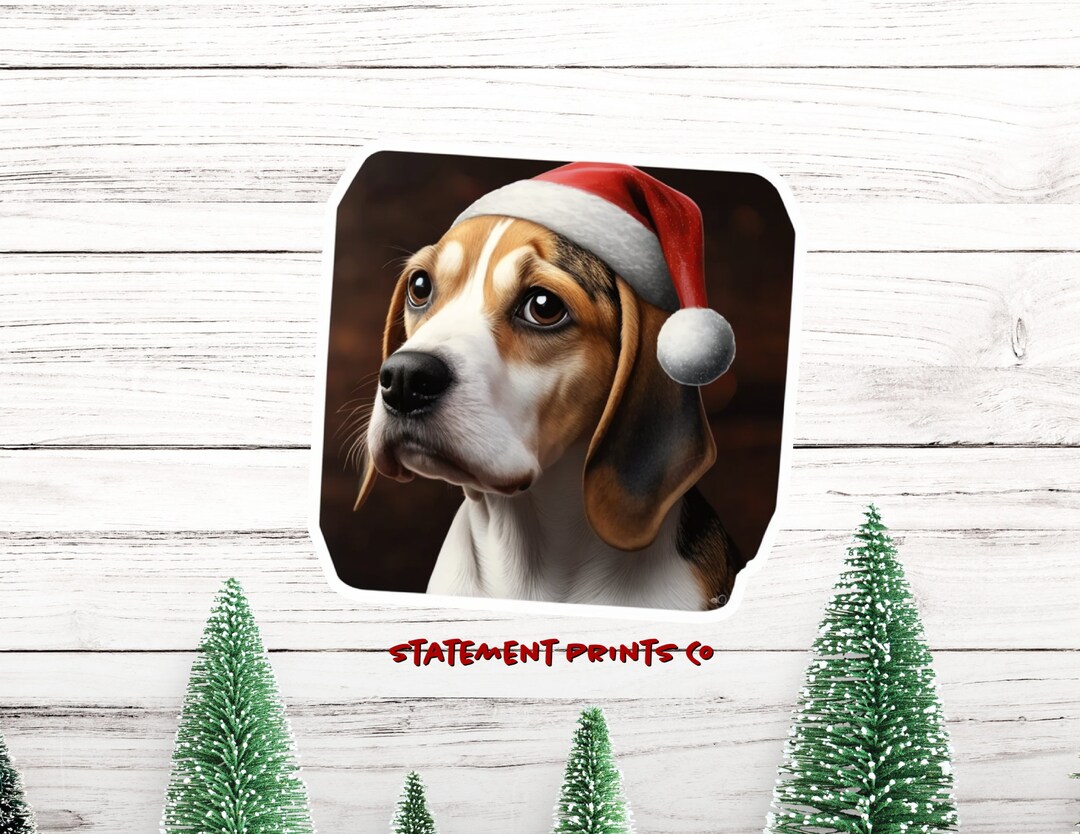 Beagle Sticker, Christmas Beagle Sticker, Santa Beagle Sticker, Santa ...