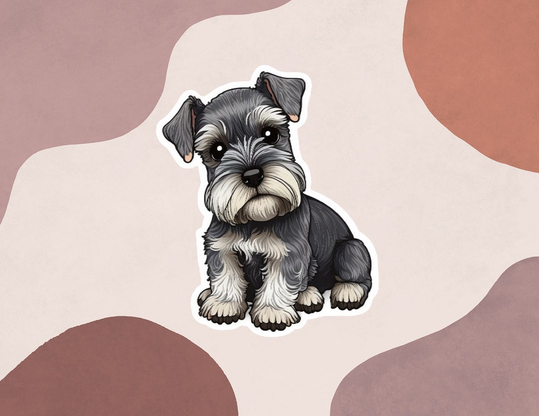 Schnauzer Sticker, Gray Schnauzer Sticker, Cute Schnauzer Sticker ...
