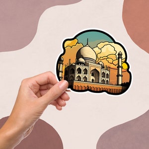 Taj Mahal Sticker, Retro Taj Mahal Sticker, India Sticker, India Decal ...