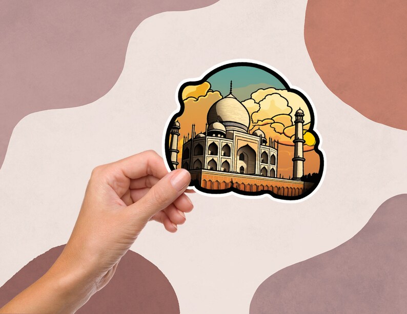 Taj Mahal Sticker Retro Taj Mahal Sticker India Sticker - Etsy