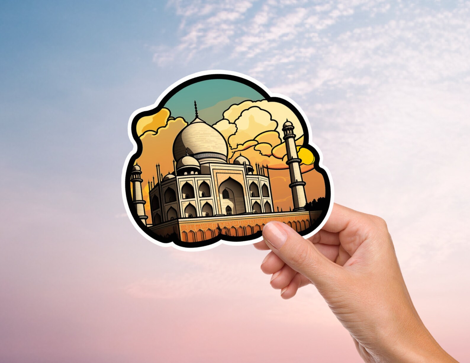 Taj Mahal Sticker, Retro Taj Mahal Sticker, India Sticker, India Decal ...