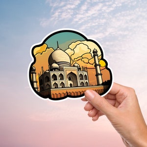 Taj Mahal Sticker, Retro Taj Mahal Sticker, India Sticker, India Decal ...