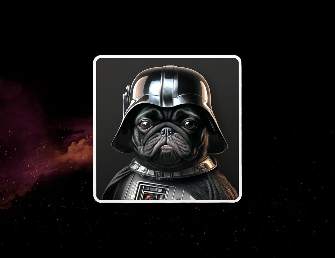 Pug Sticker, Darth Vader Pug Sticker, Pug Star Wars Sticker, Jedi Pug ...