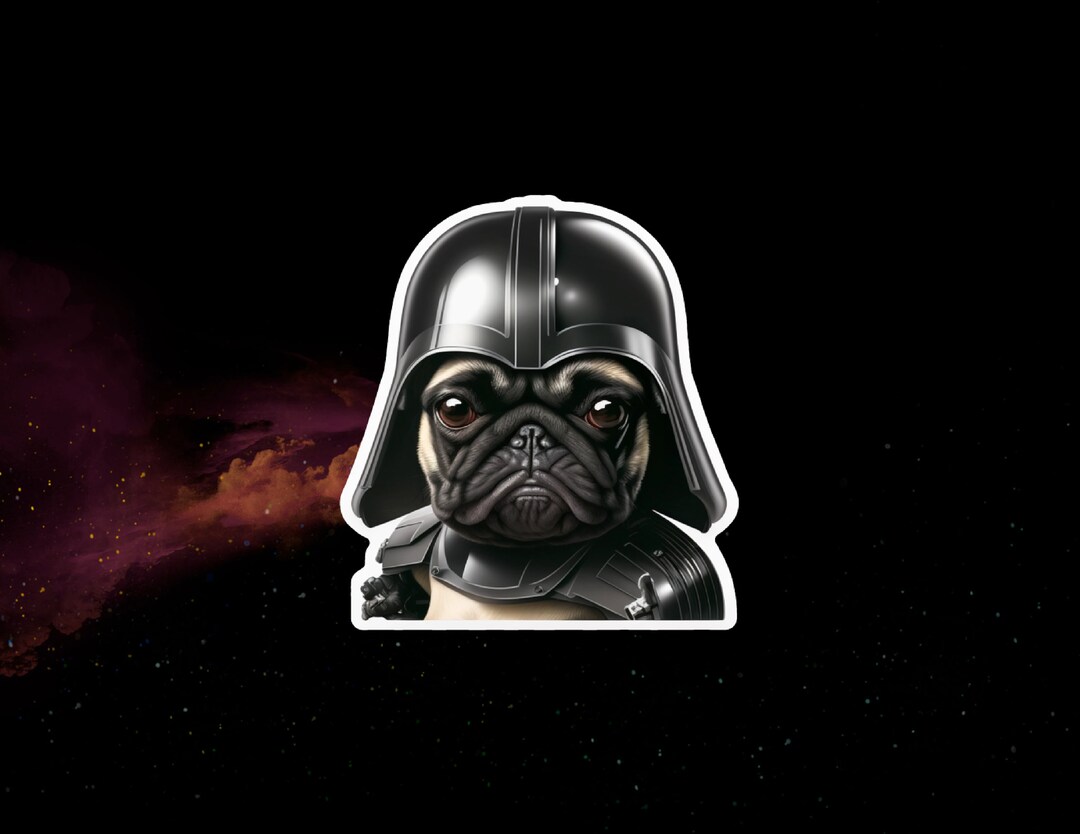 Pug Sticker, Darth Vader Pug Sticker, Pug Star Wars Sticker, Black Pug ...