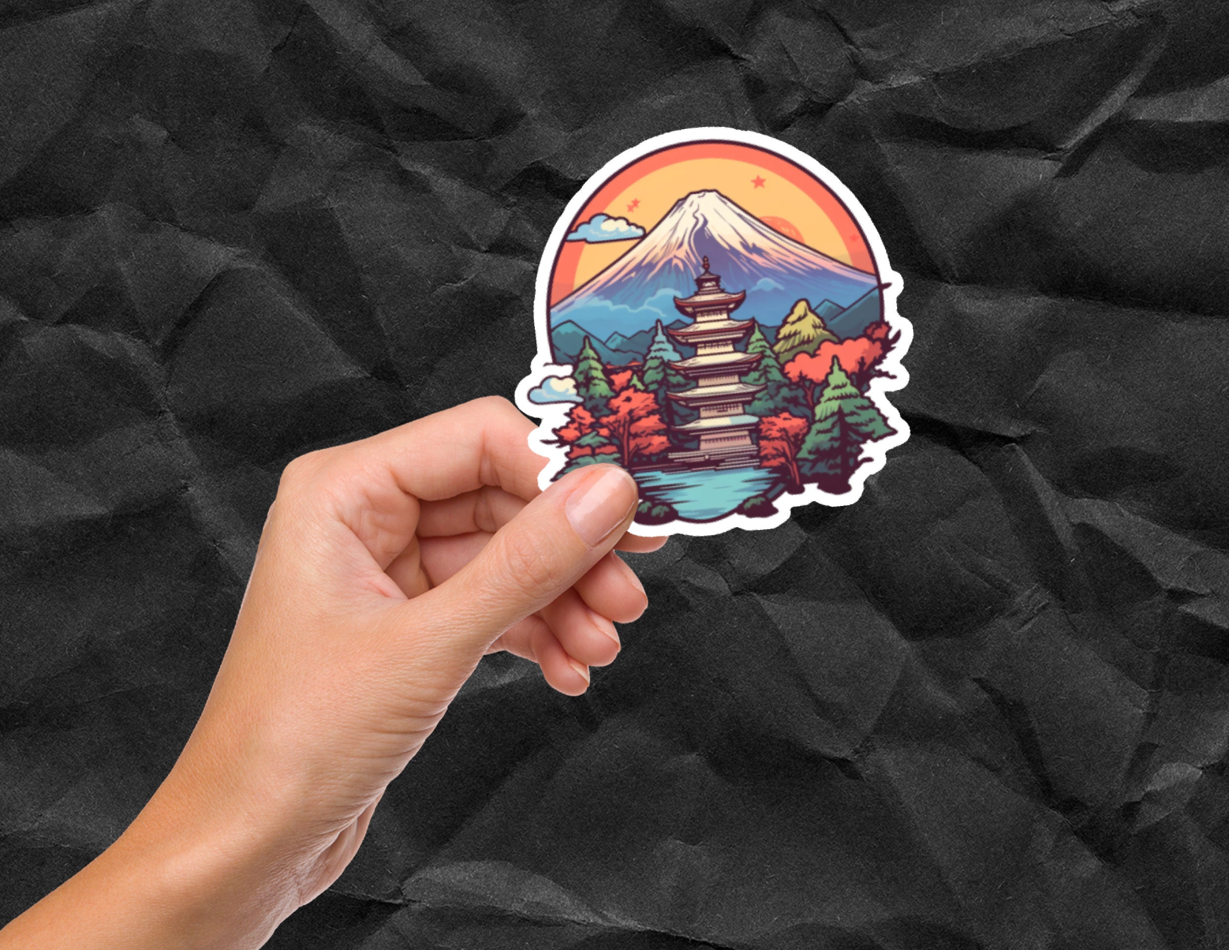 Mount Fuji Sticker, Mt Fuji Decal, Fuji Sticker, Fuji Decal, Cartoon ...