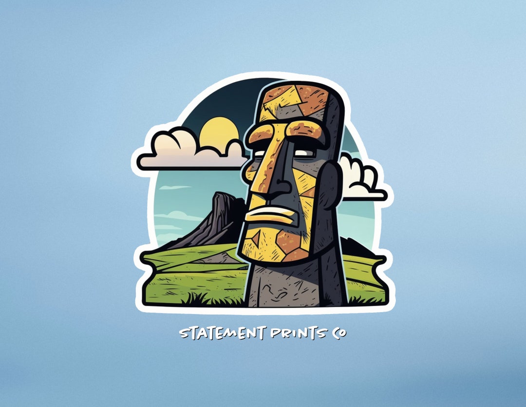 Easter Island Sticker, Moai Head Sticker, Easter Island Sticker ...