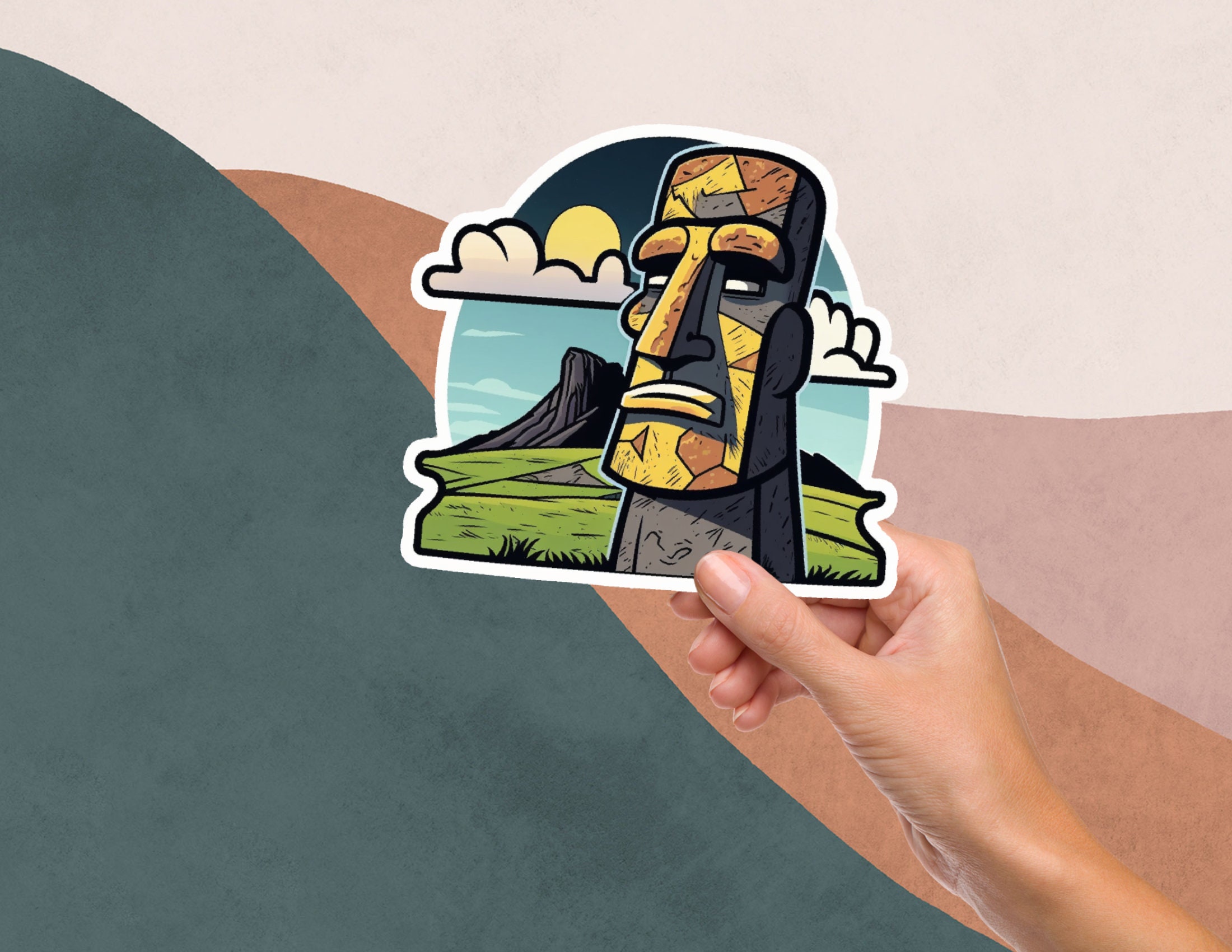 Easter Island Sticker Moai Head Sticker Easter Island - Etsy