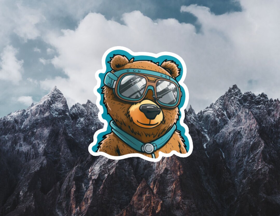 Snow Bear Cartoon, Retro, Bear in Goggles Sticker - Etsy