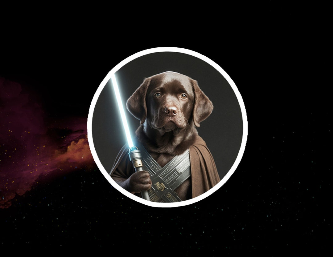 Chocolate Lab Sticker, Jedi Lab Retriever Sticker, Chocolate Lab Star ...