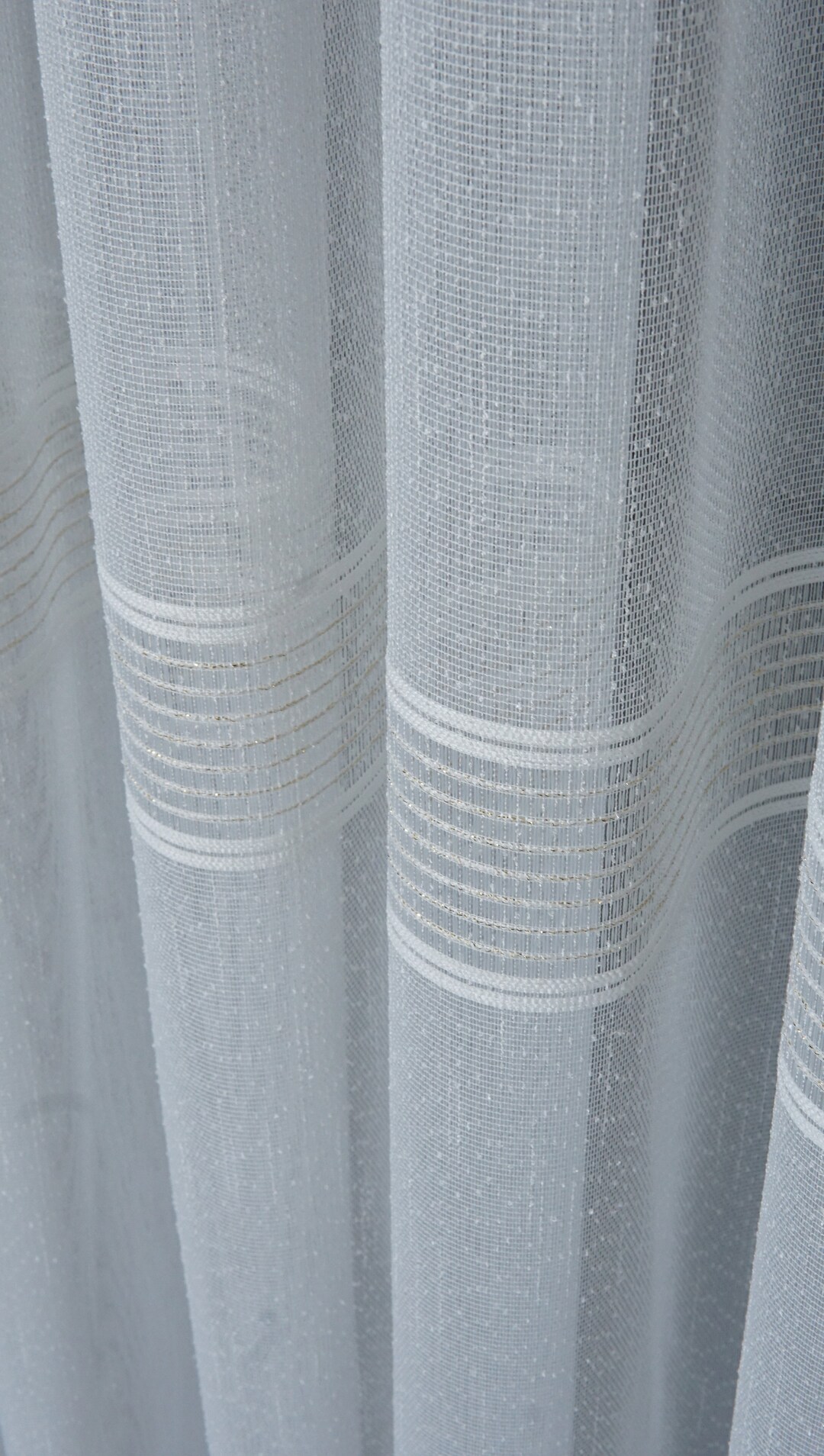 Gold Shiny Stripe White Linen Sheer Curtains for Living Room, Custom ...
