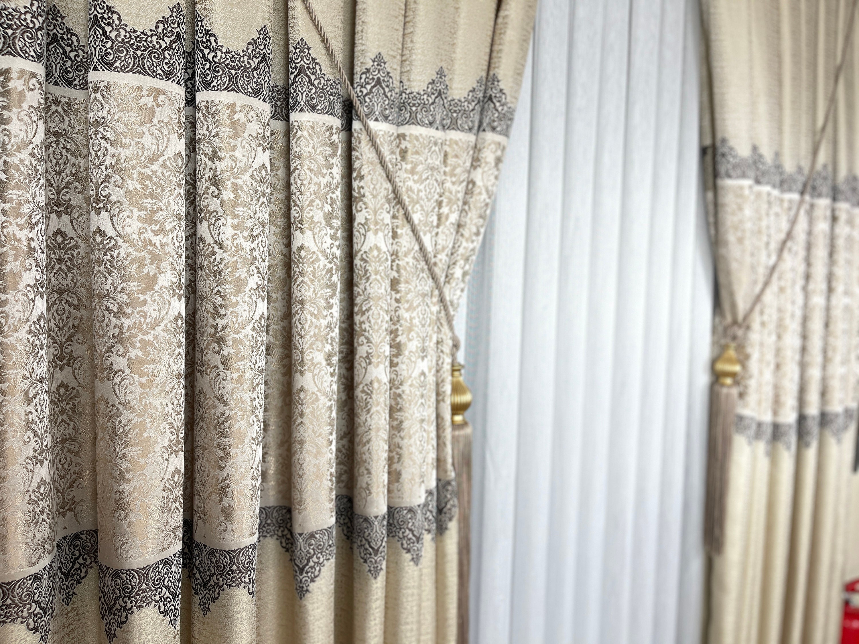 Modern Geometric Curtain Panels, Custom Handmade Curtains, Luxury ...