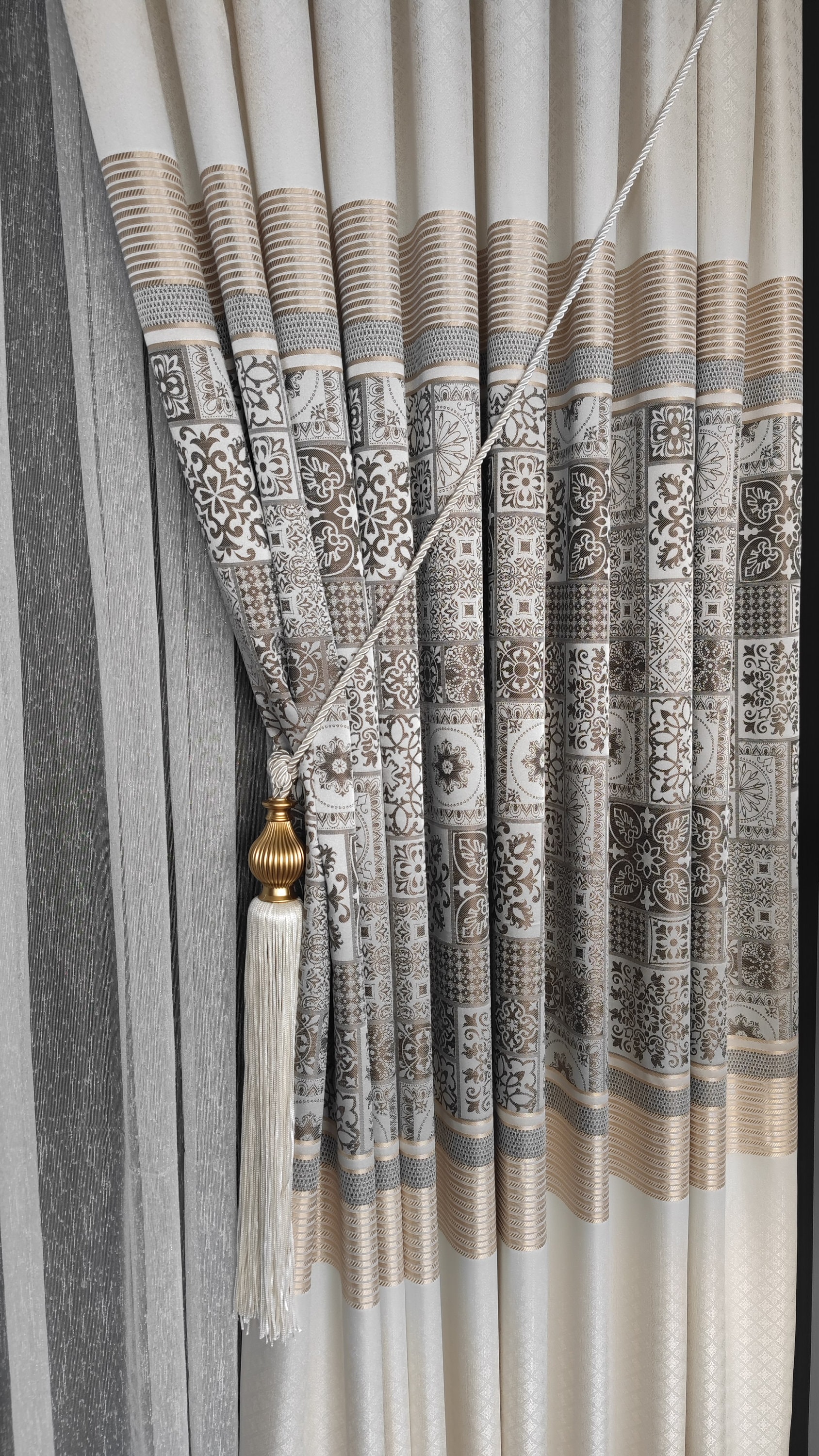 Modern Geometric Curtain Panels, Custom Handmade Curtains, Luxury ...