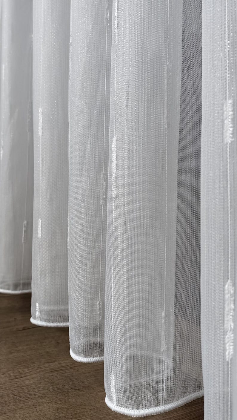 White Sheer Curtain Panel, Modern Living Room Tulle, Grommet Top - Etsy