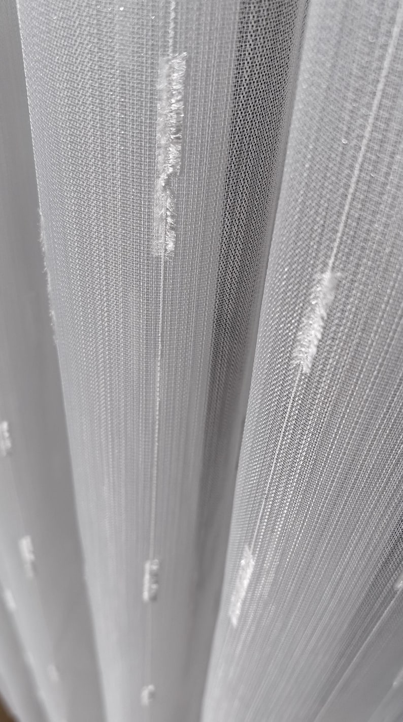 White Sheer Modern Curtains for Living Room, Custom Size Luxury Sheer ...