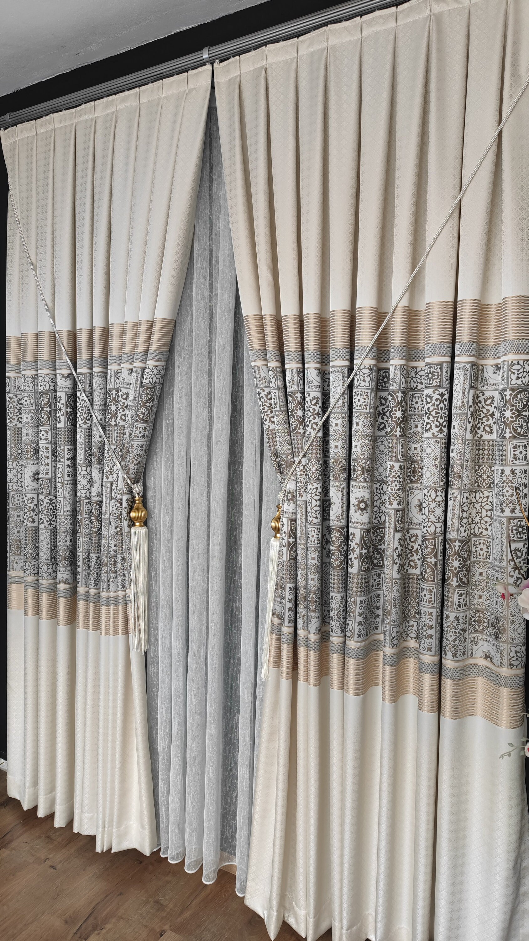 Modern Geometric Curtain Panels, Custom Handmade Curtains, Luxury ...