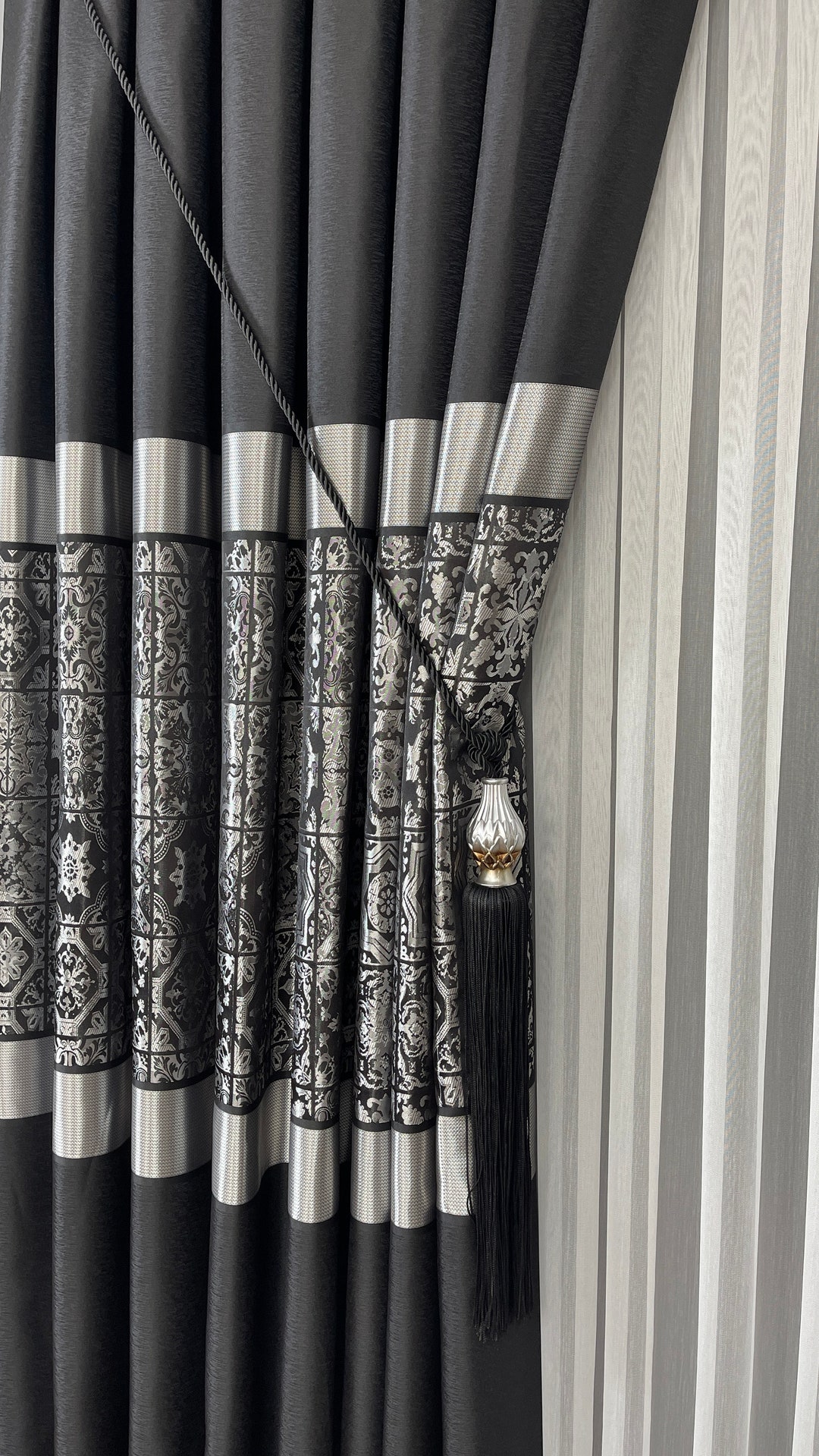 Modern Geometric Curtain Panels, Custom Handmade Curtains, Luxury ...