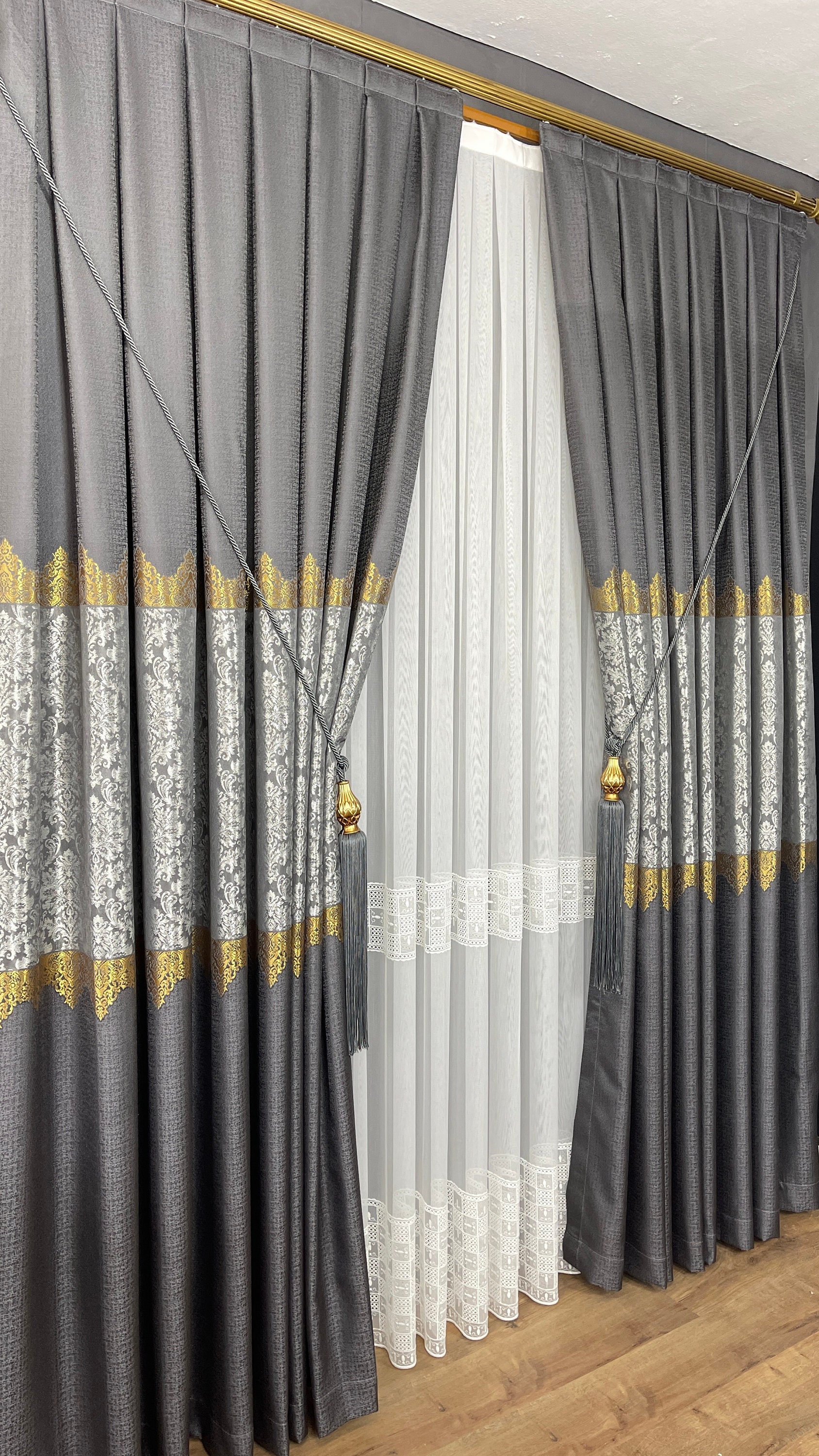 Modern Geometric Curtain Panels, Custom Handmade Curtains, Luxury ...